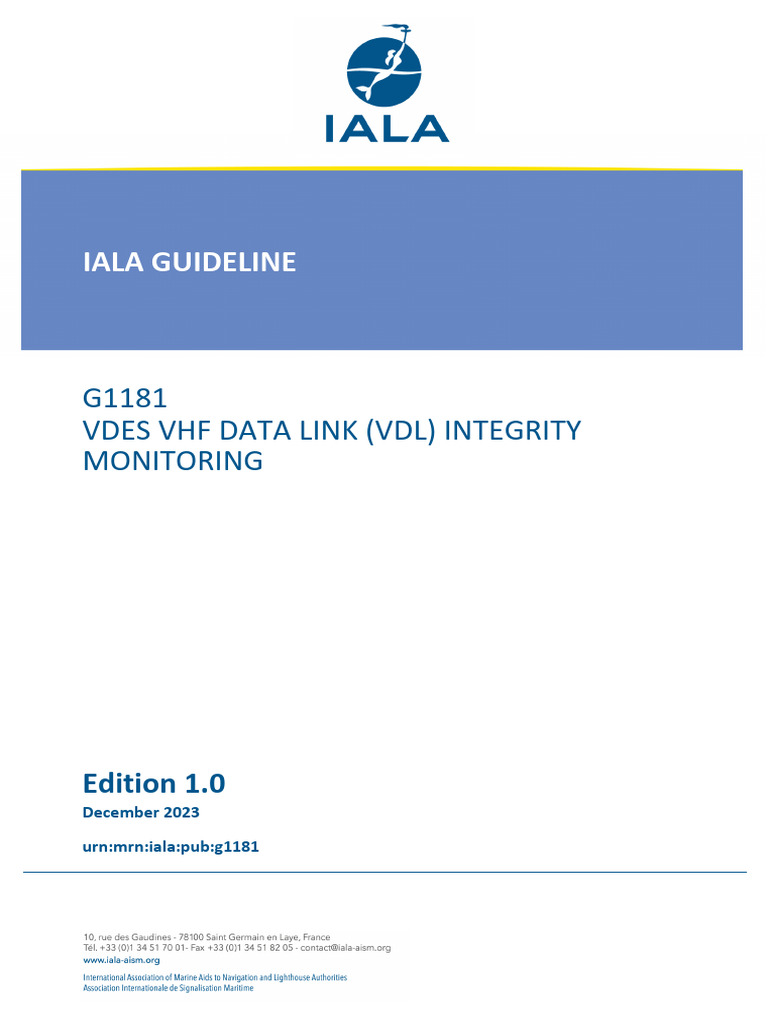 G1181 Ed1.0 VDES VDL Integrity Monitoring | PDF