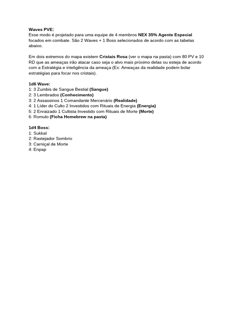 Modos de Arena PVE | PDF