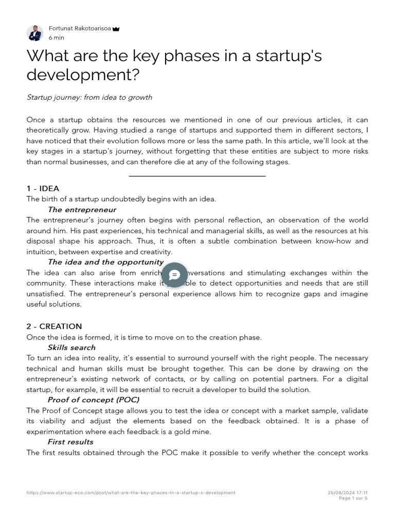 What Are The Key Phases in A Startup's Development? | PDF