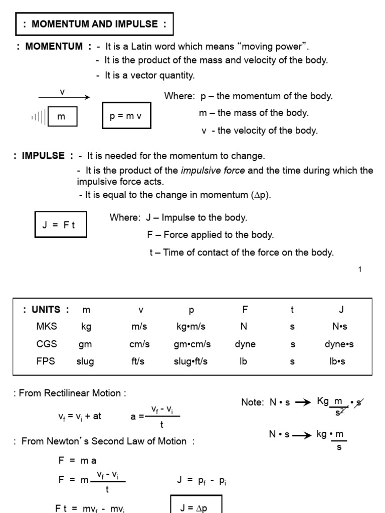 Physics I - Momentum and Impulse - Student | PDF | Collision | Science ...