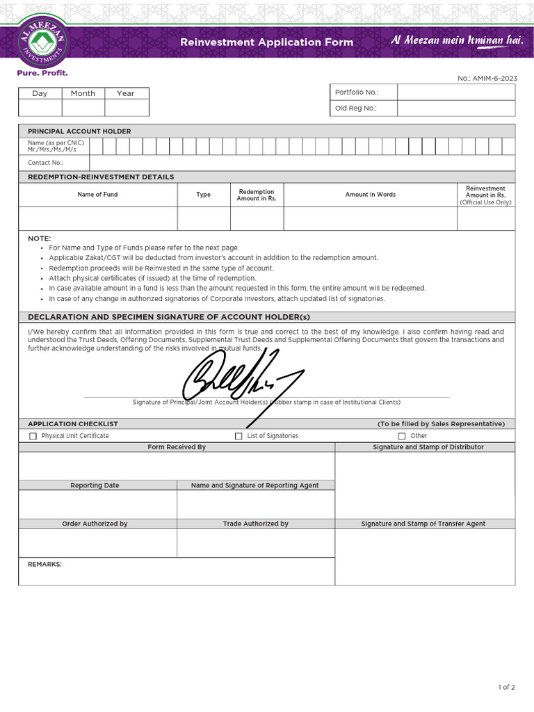 Reinvestment Form | PDF