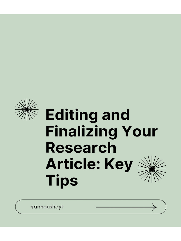 A Comprehensive Guide To Editing Your Research Article 1693875485 | PDF