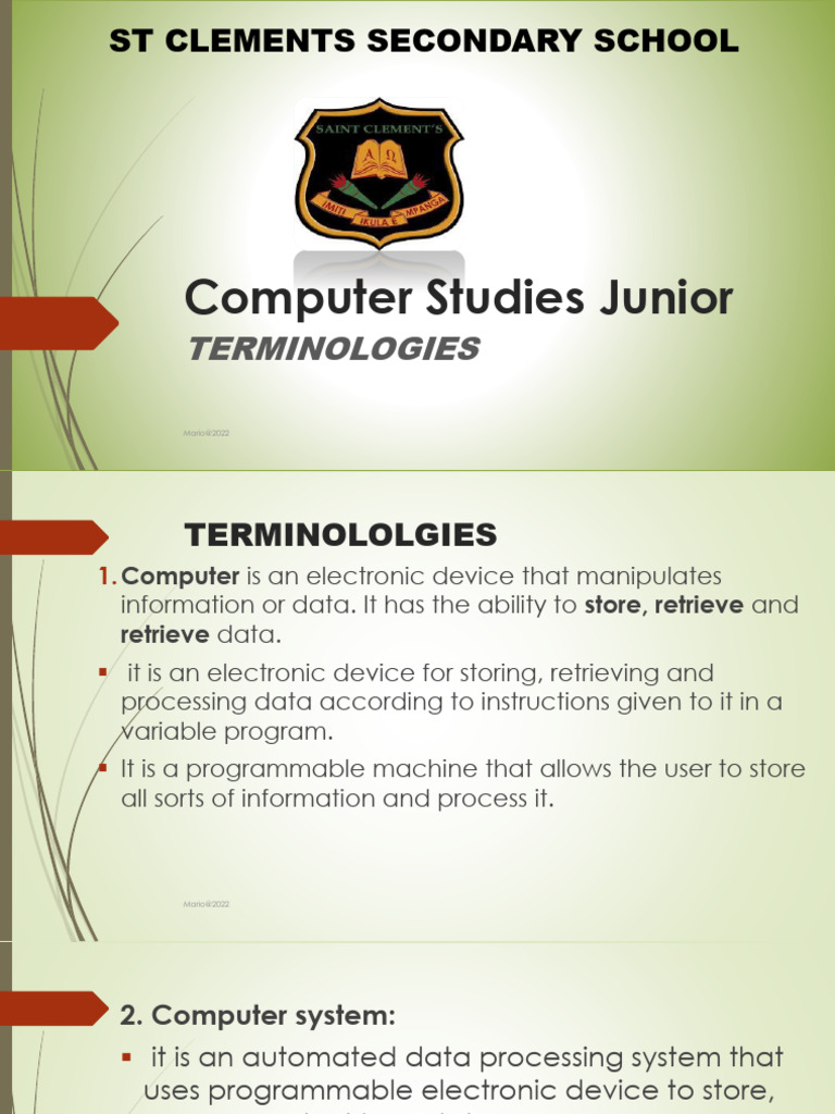 Computer Studies - Terminologies | PDF