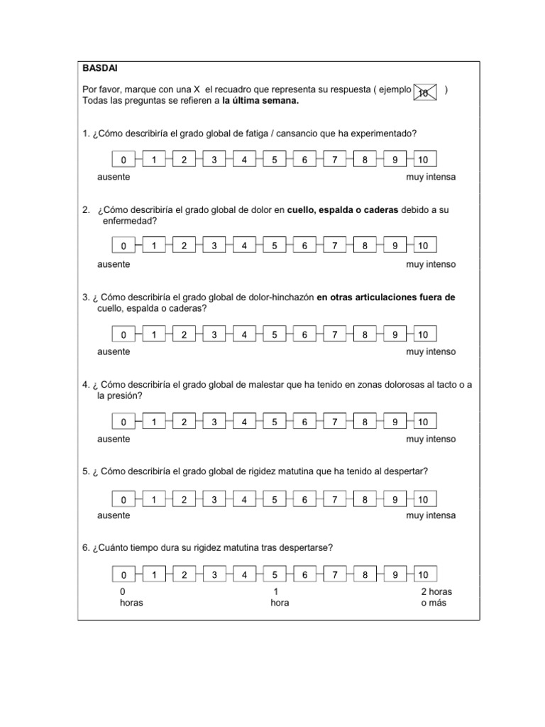 BASDAI_CUESTIONARIO | PDF