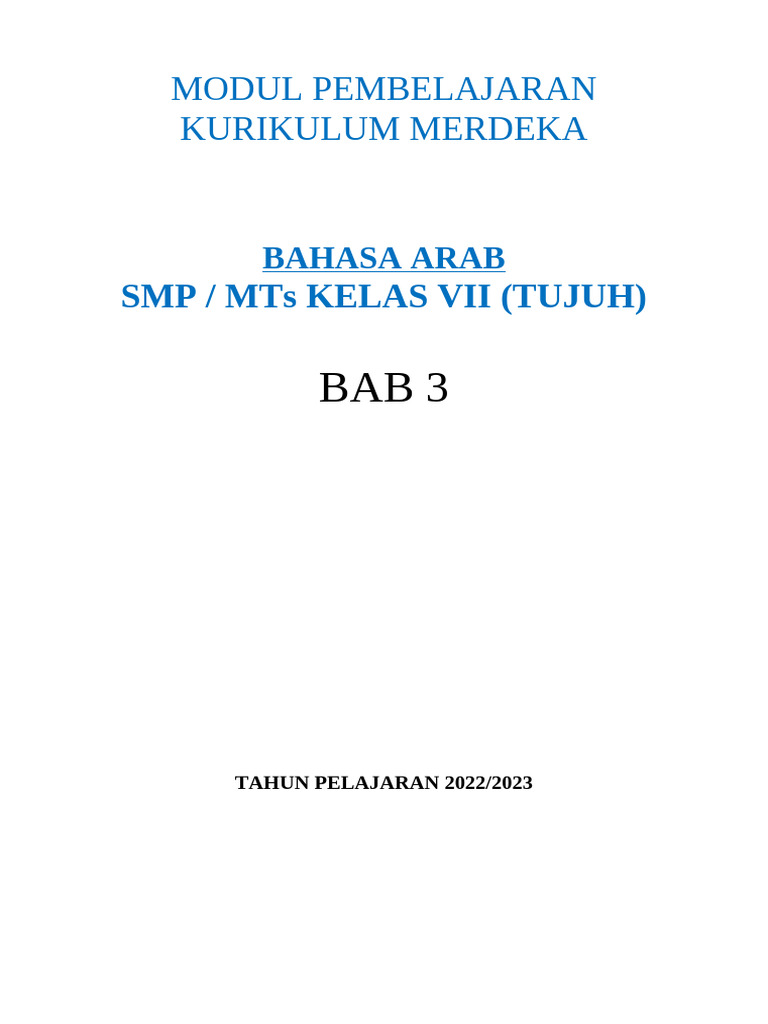 BHS Arab Kelas 7 Bab 3 | PDF