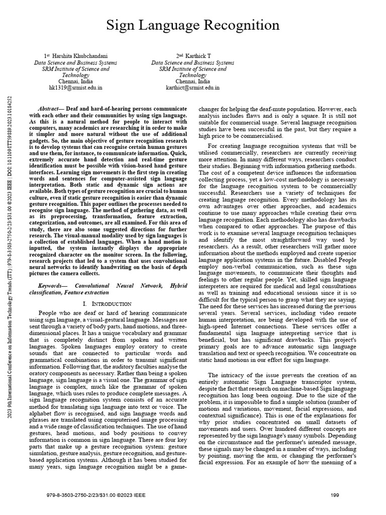 Sign Language Recognition | PDF
