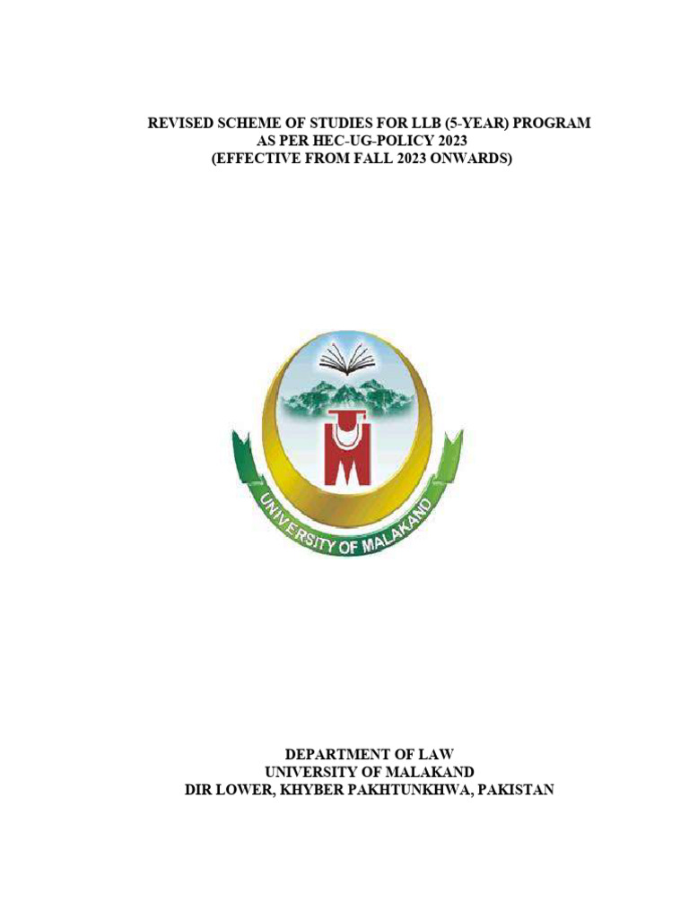 (FILE) Final Scheme of Studies For LLB (5 Years) Program | PDF