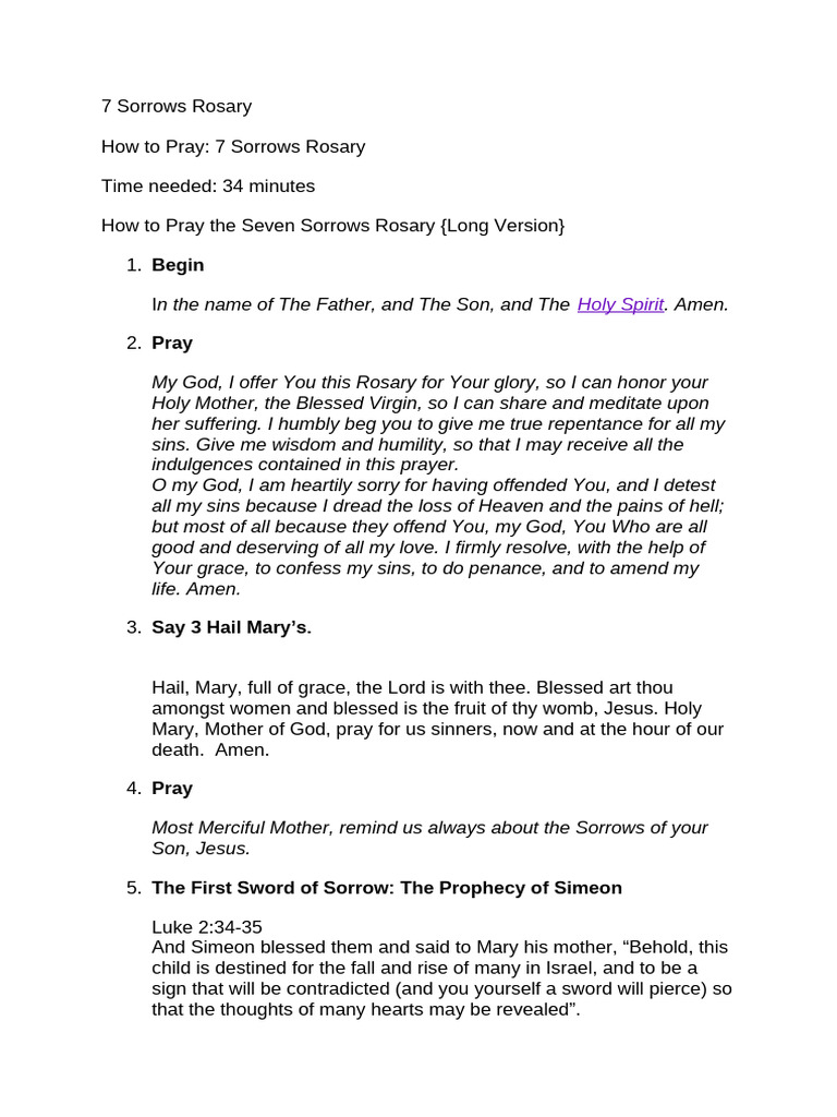 7 Sorrows Rosary | PDF