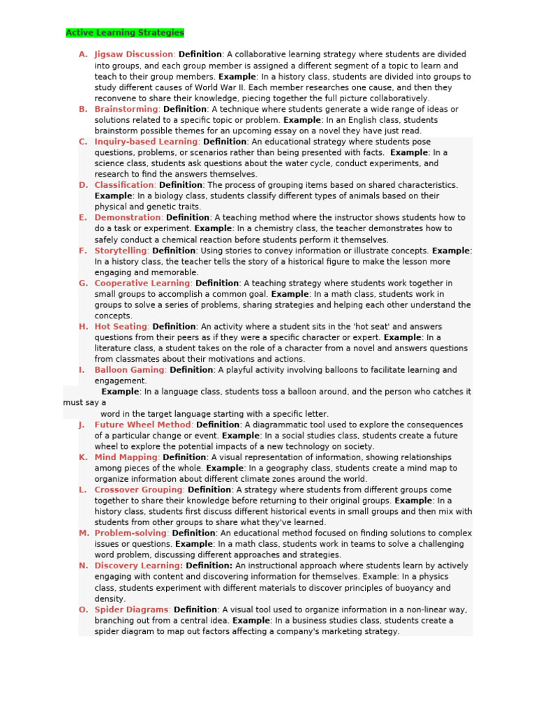 Active Learning Strategies | PDF