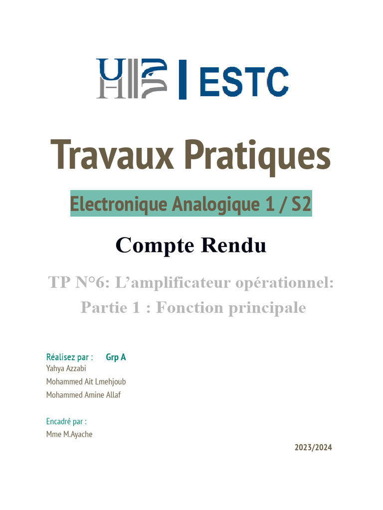 Travaux Pratiques: Compte Rendu | PDF
