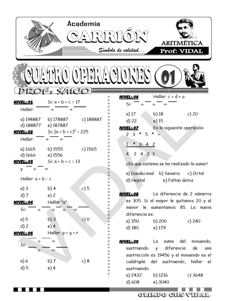 CUATRO OPERACIONES EJERCICIOS | PDF
