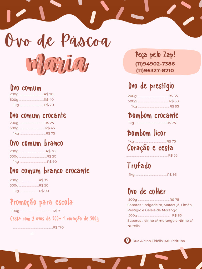 Cardápio Especial de Páscoa Menu Delicado Rosa Documento A4 | PDF