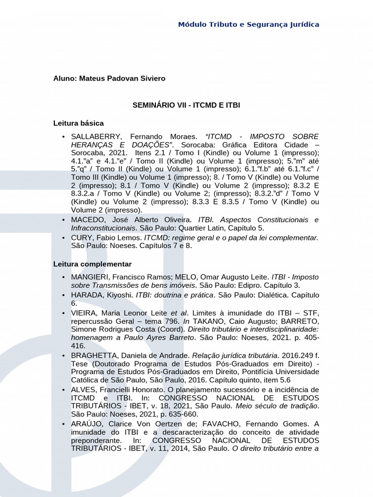 ITCMD e ITBI: Análise e Incidência Tributária | PDF | Imposto sobre ...
