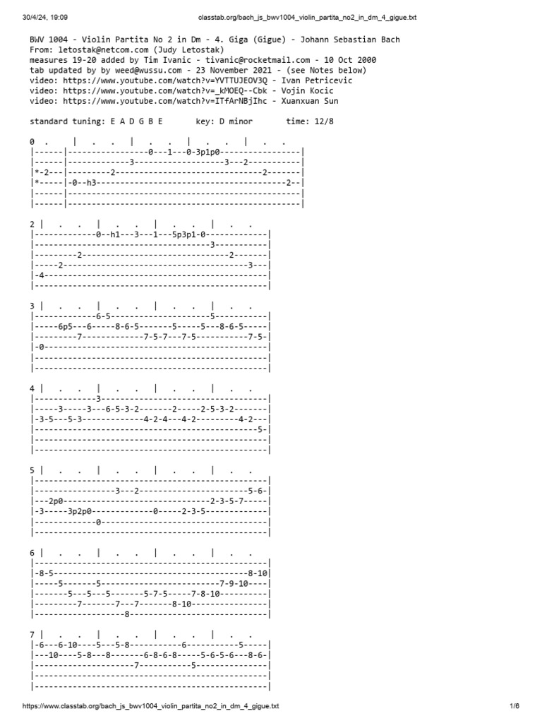 bach gigue partita 2 | PDF