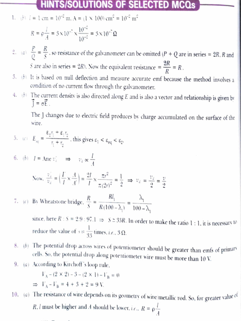 Current Electricity (Solutions) | PDF