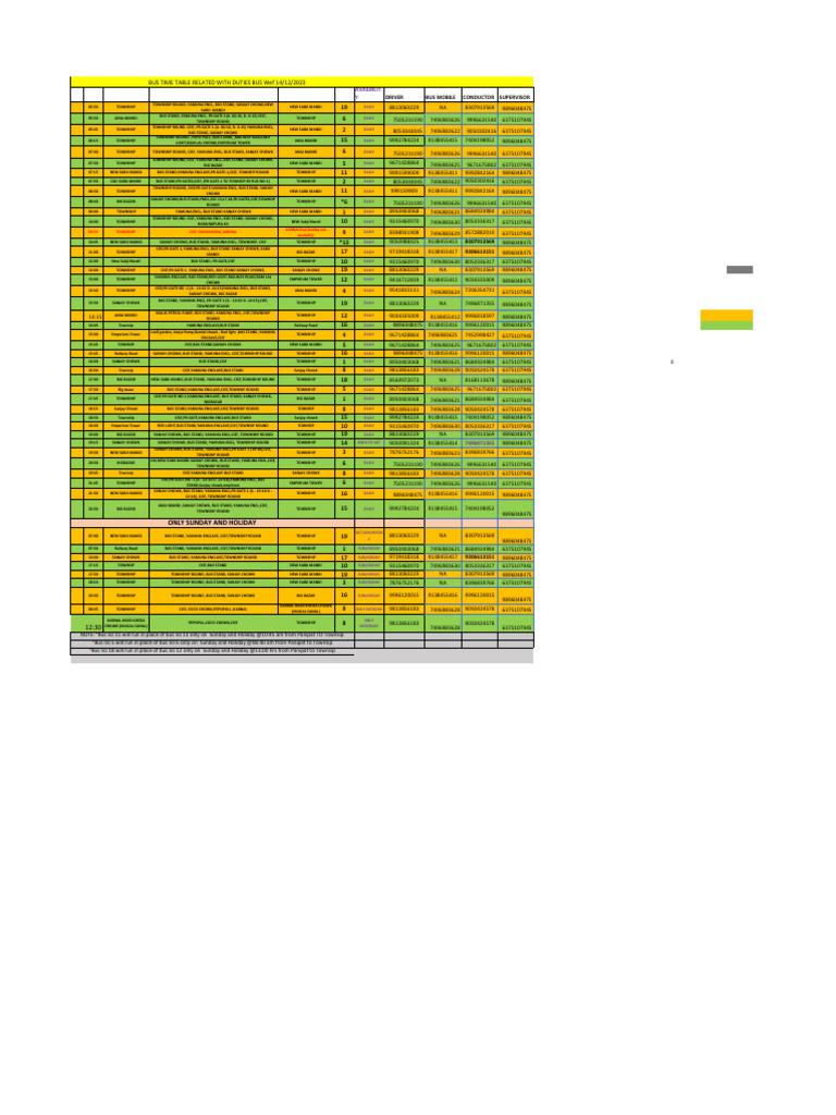Welfare Bus Shedule | PDF