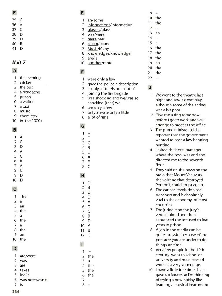 handout_grammar practice_articles and quantifiers_key | PDF