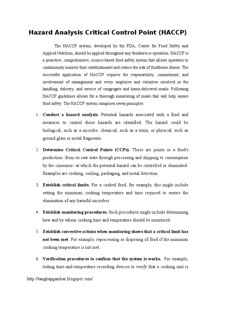 Hazard Analysis Critical Control Point | PDF | Foodborne Illness ...