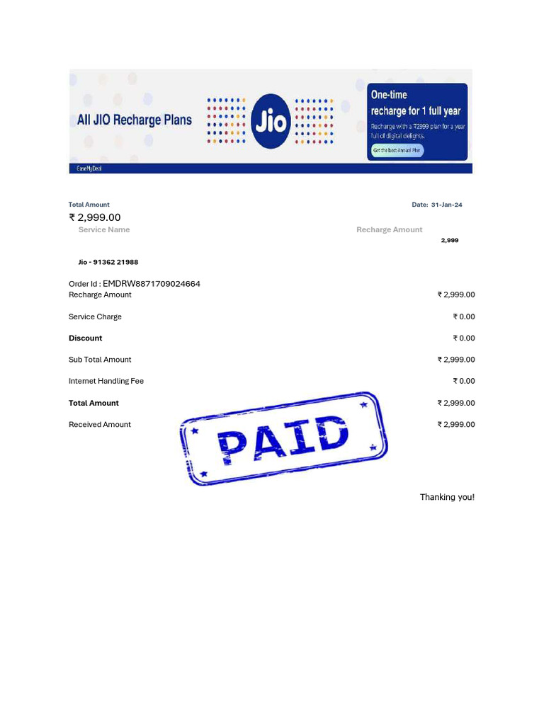 Jio Bills | PDF