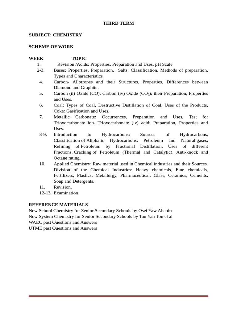 3rd Term s1 Chemistry | PDF