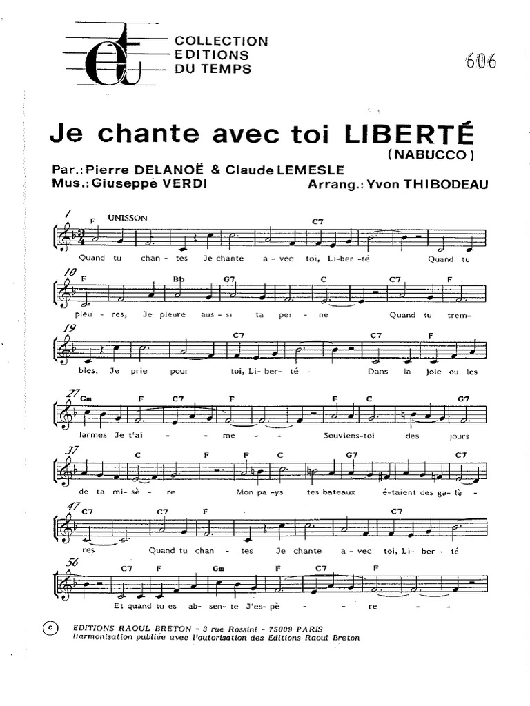 Je Chante Avec Toi Liberté | PDF