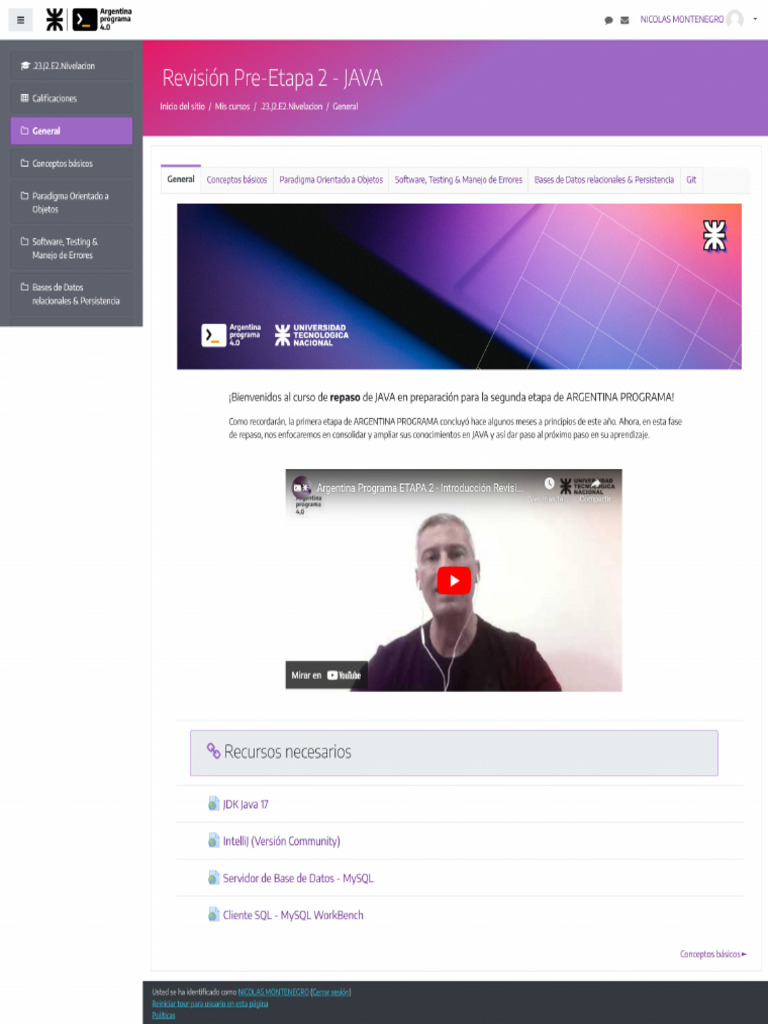 Curso - Revisión Pre-Etapa 2 - JAVA - Campus - Argentinaprograma.utn ...
