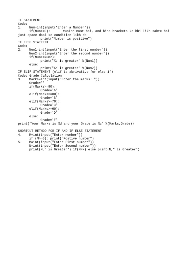 Conditional Statements - Python Notes | PDF Conditional Statements - Python Notes | PDF