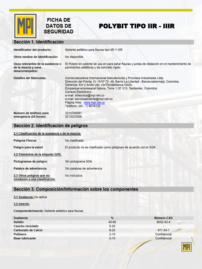 FDS Polybit Tipo IIR - IIIR - MPI | PDF