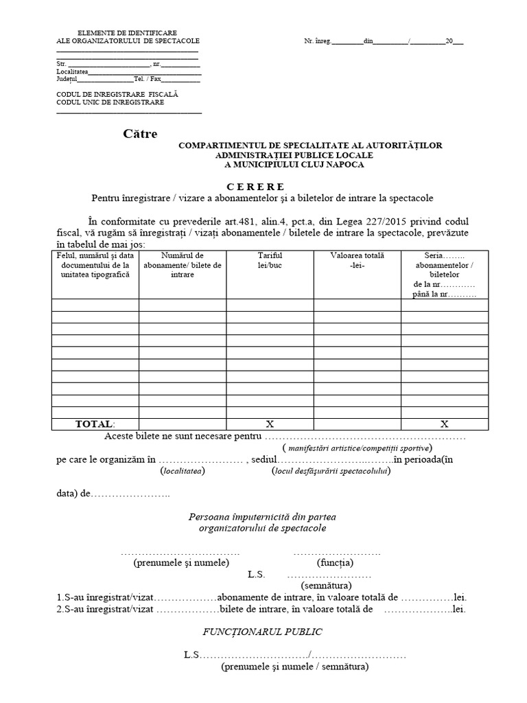 Cerere Vizare Bilete | PDF