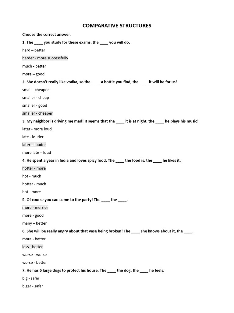 Comparative Exercises | PDF