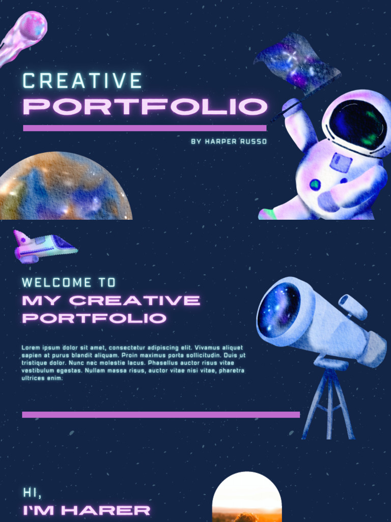 Purple Space Glow Futuristic Creative Portfolio Presentation | PDF