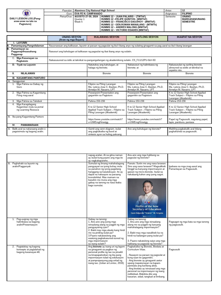 Dll-Filipino - W5 | PDF