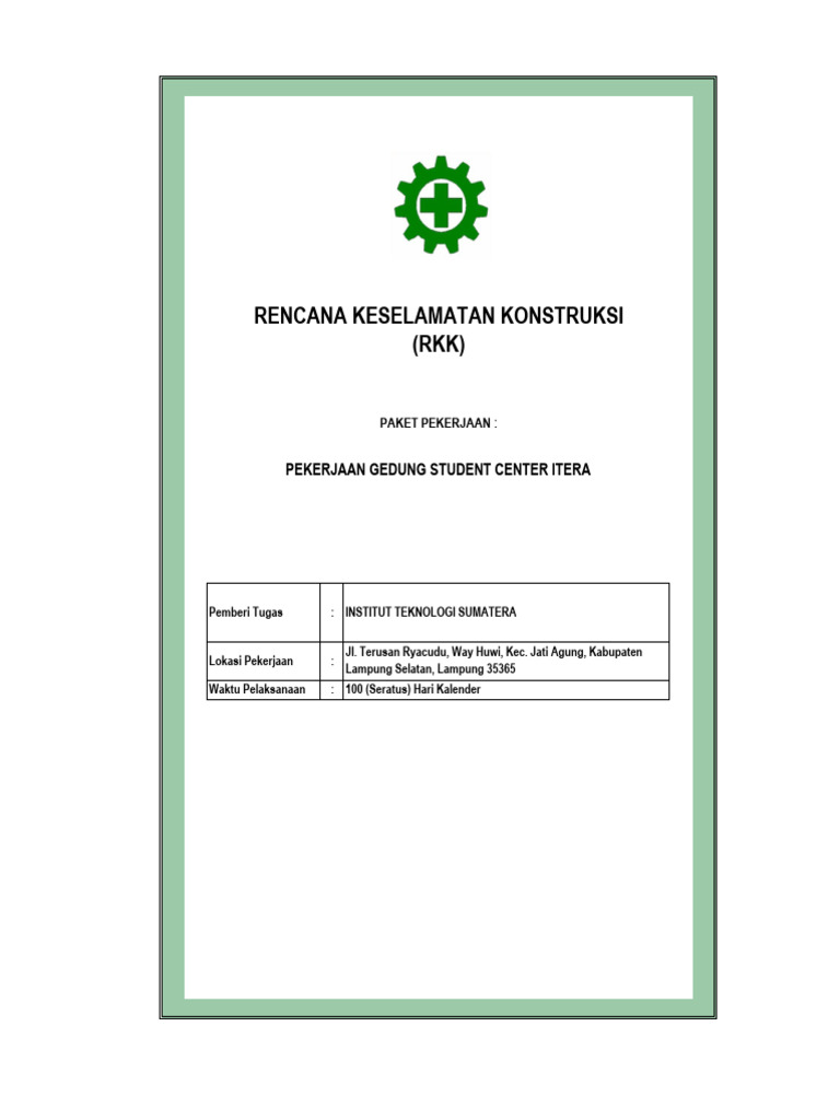 RKK Pekerjaan Gedung Student Center Itera | PDF