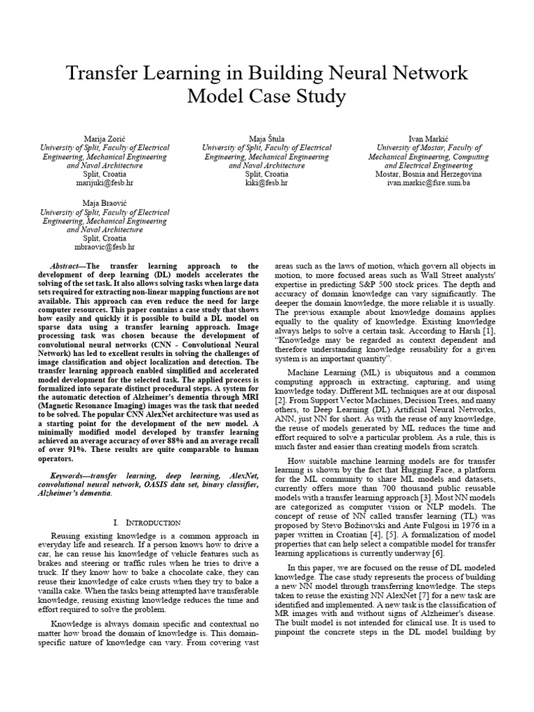 Transfer Learning for Alzheimer's MRI Detection | PDF | Artificial ...