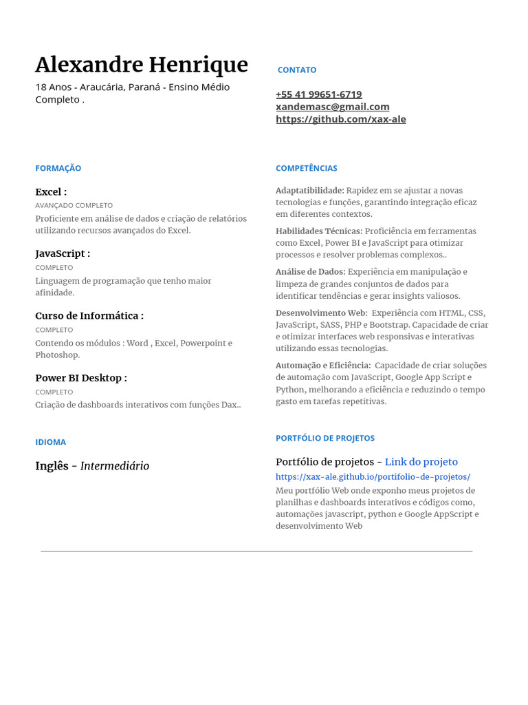 Alexandre - Henrique.cv 2 | PDF