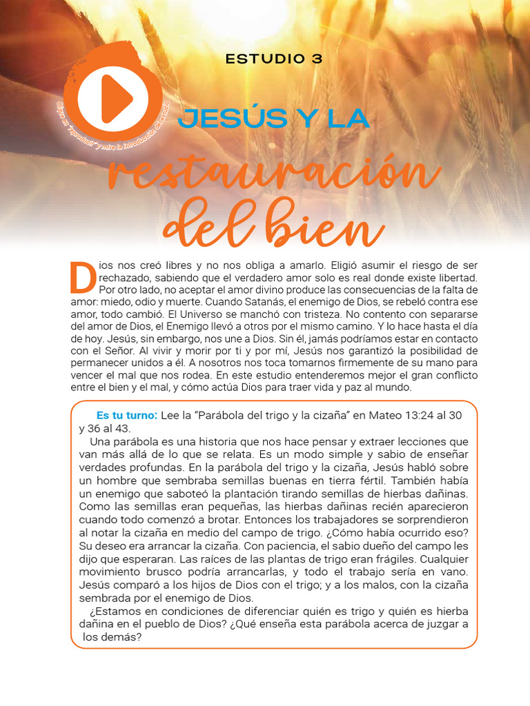 Jesus Restaurador de Vida ESTUDIO 3 | PDF