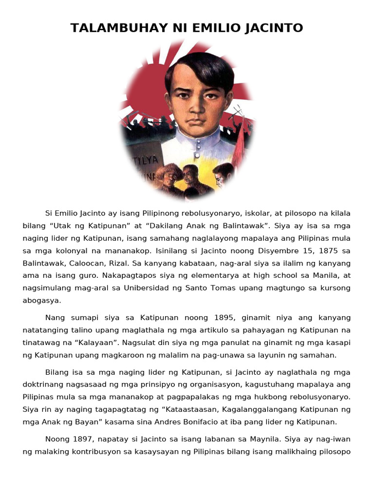 Talambuhay Ni Emilio Jacinto | PDF