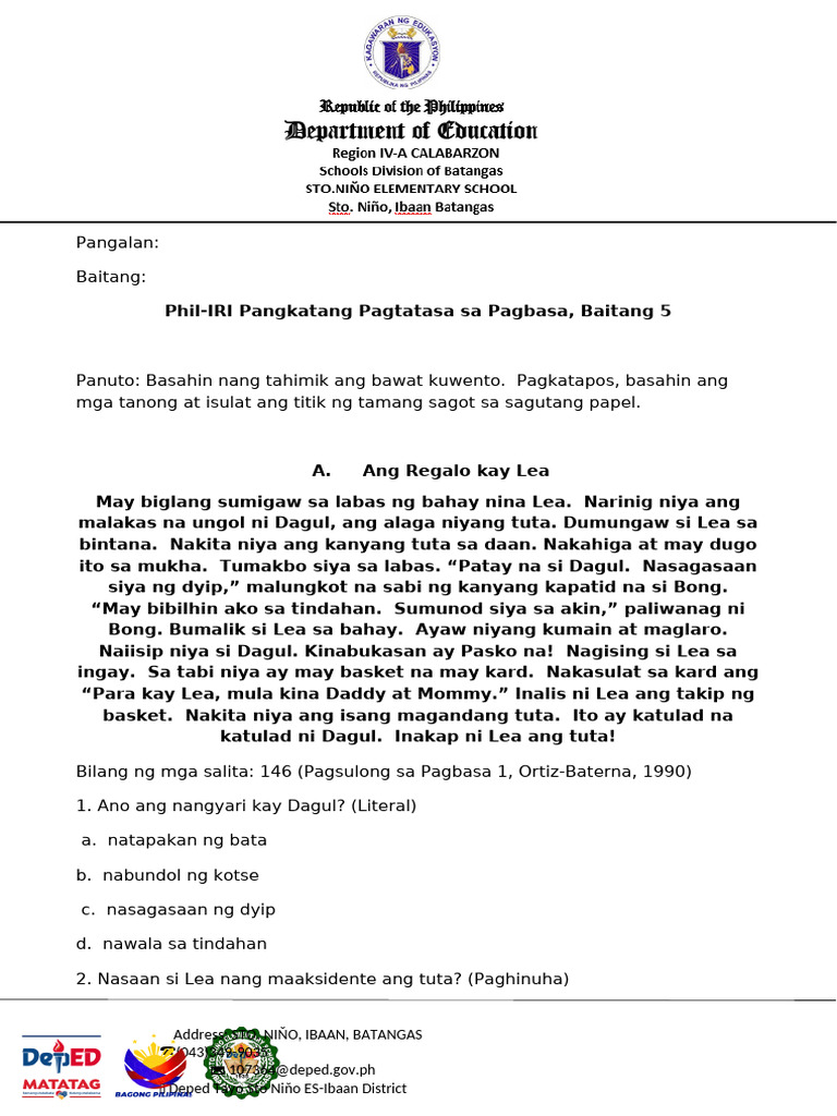 GST GRADE 5 - FILIPINO | PDF