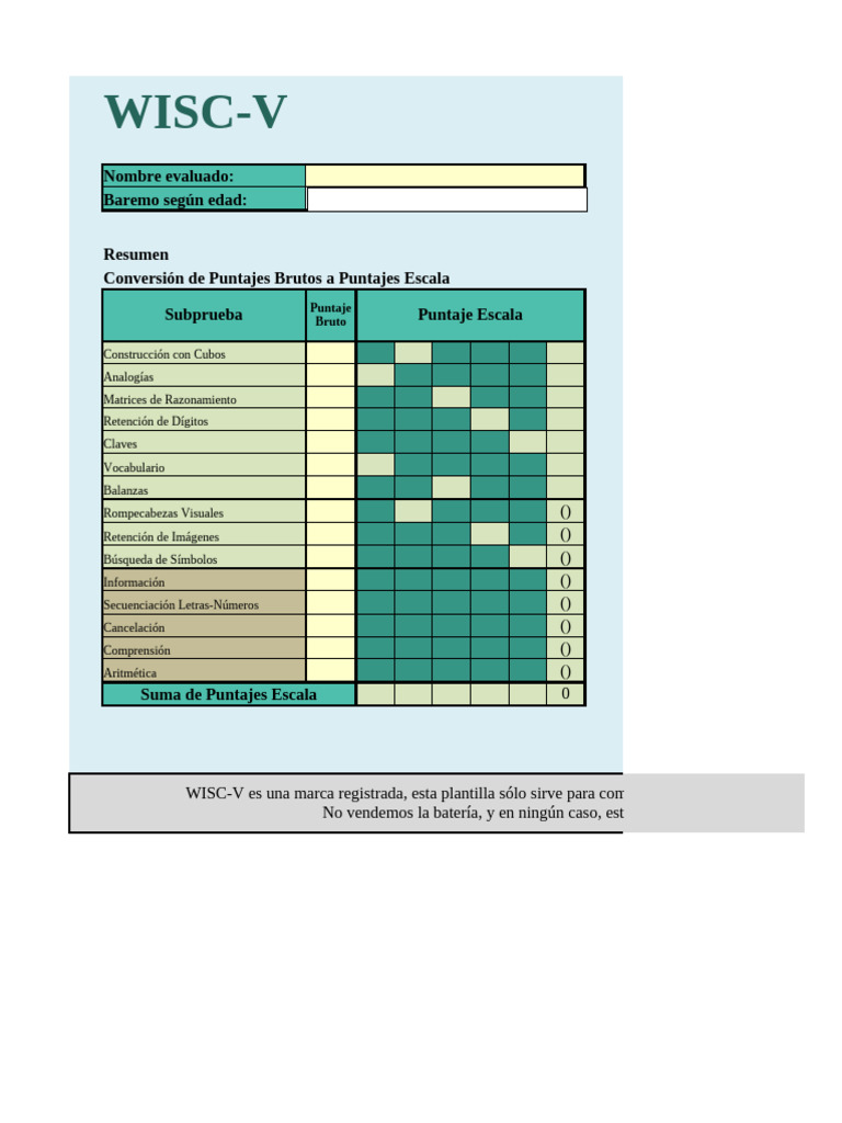 Copia Plantilla WISC V | PDF
