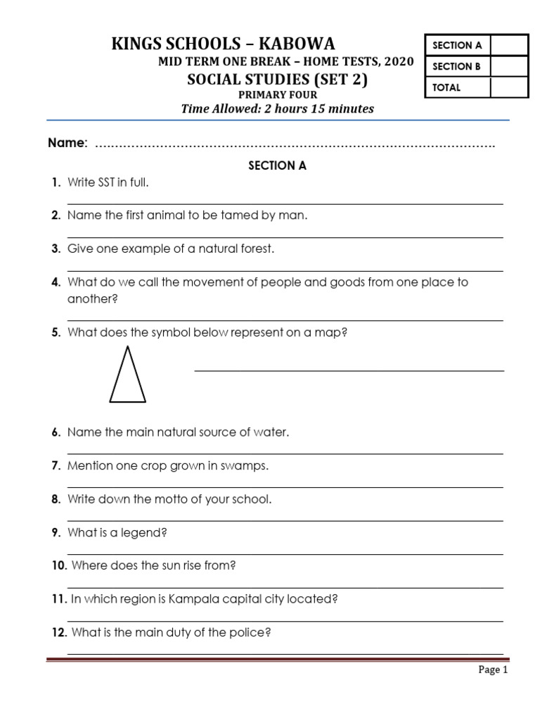 P.4 SST Set Ii | PDF