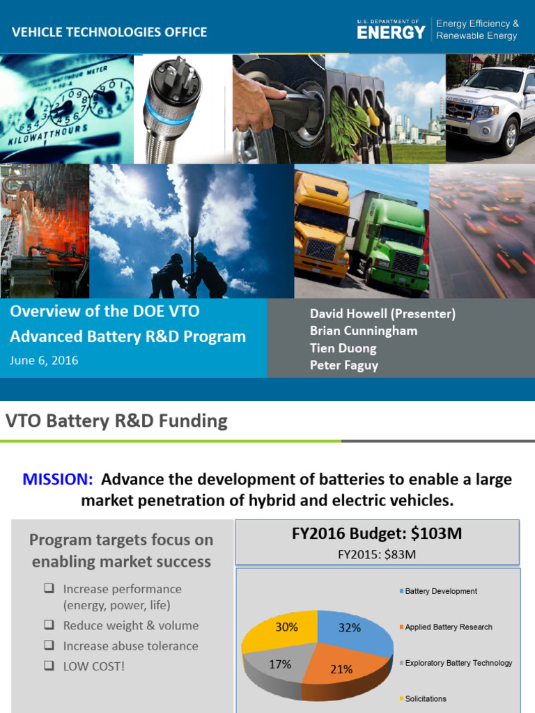 Overivew of The DOE VTO Advanced Battery RD Program | PDF