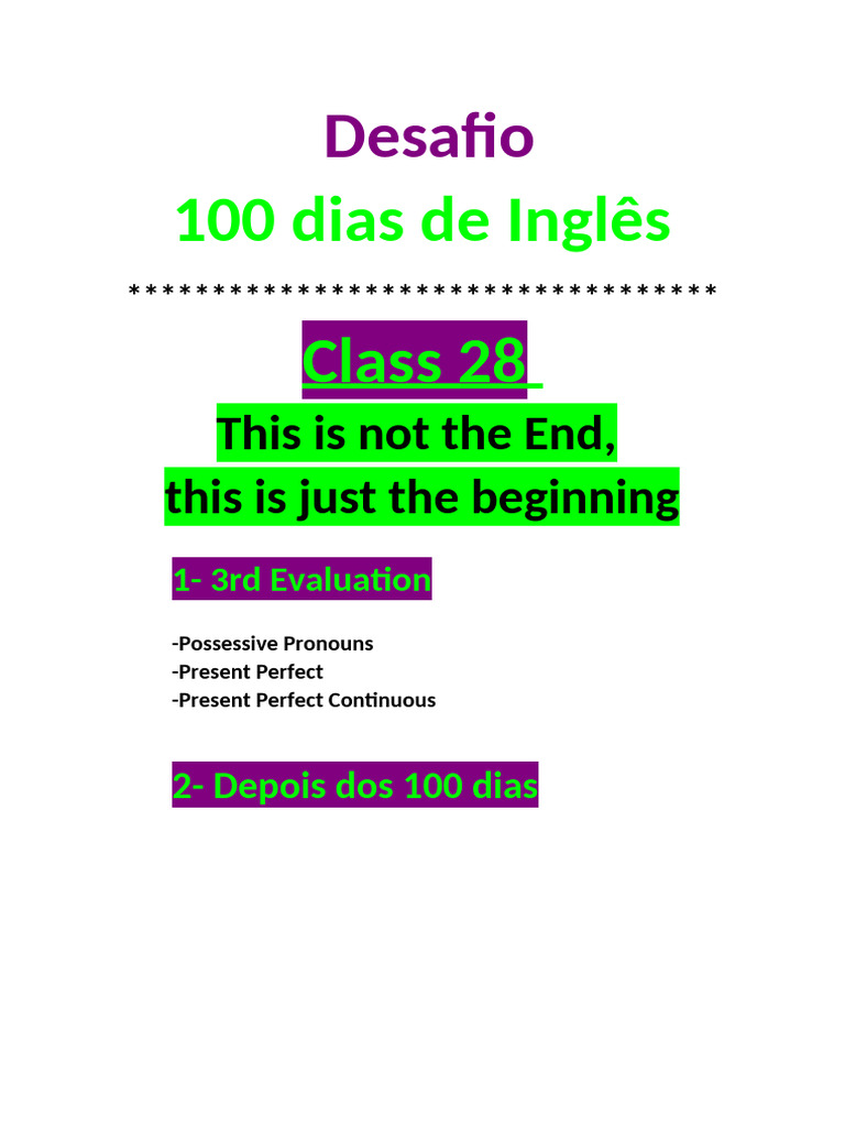 Desafio+Class+28+-+3rd+Evaluation,+Depois+dos+100+dias | PDF