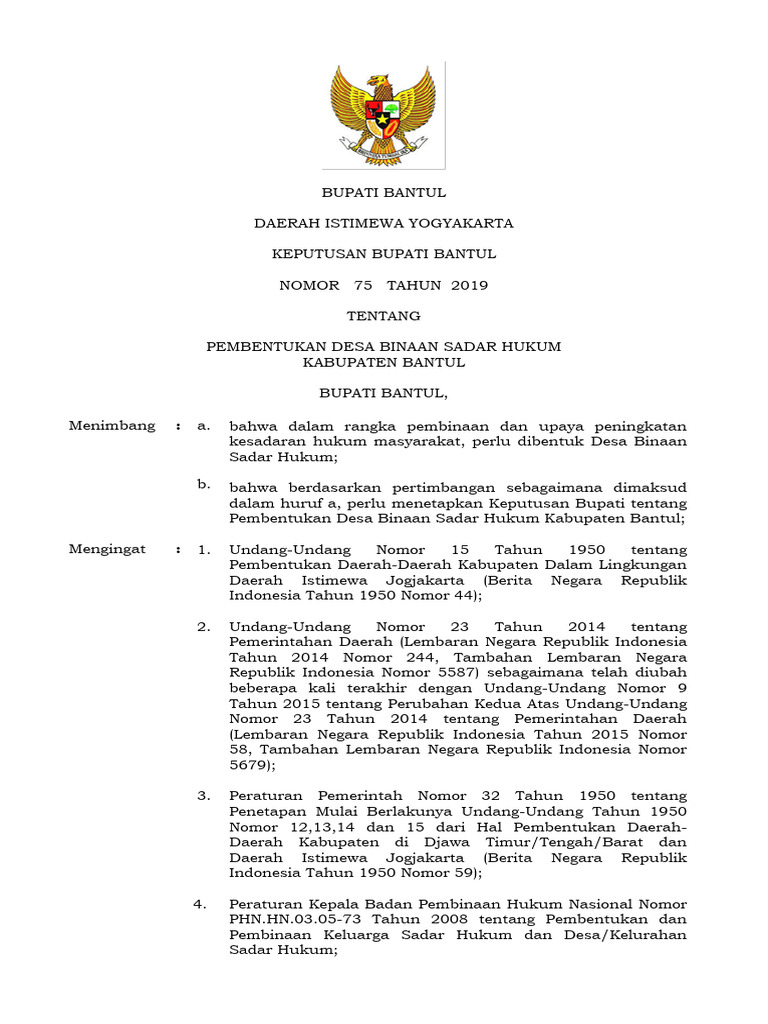 Contoh SK Desa Sadar Hukum | PDF