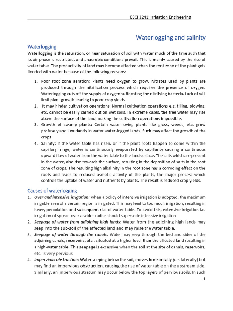 EECI - 3142 - Water Logging and Salinity | PDF
