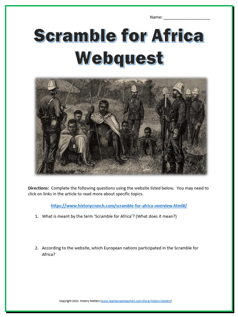 Scramble for Africa Webquest | PDF