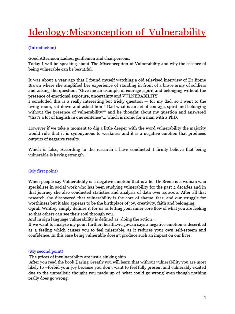 Ideology-Misconception of Vulnerability | PDF | Vulnerability | Self-Improvement