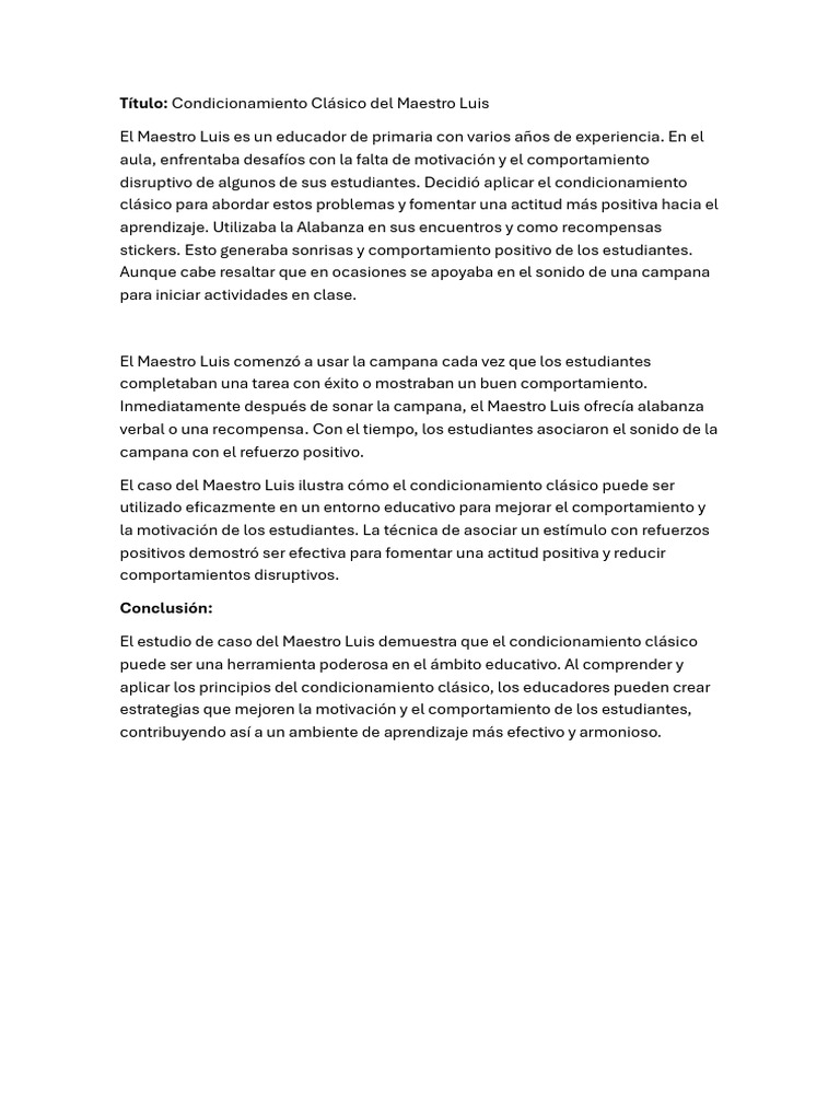 Condicionamiento Clasico Del Maestro Luis | PDF