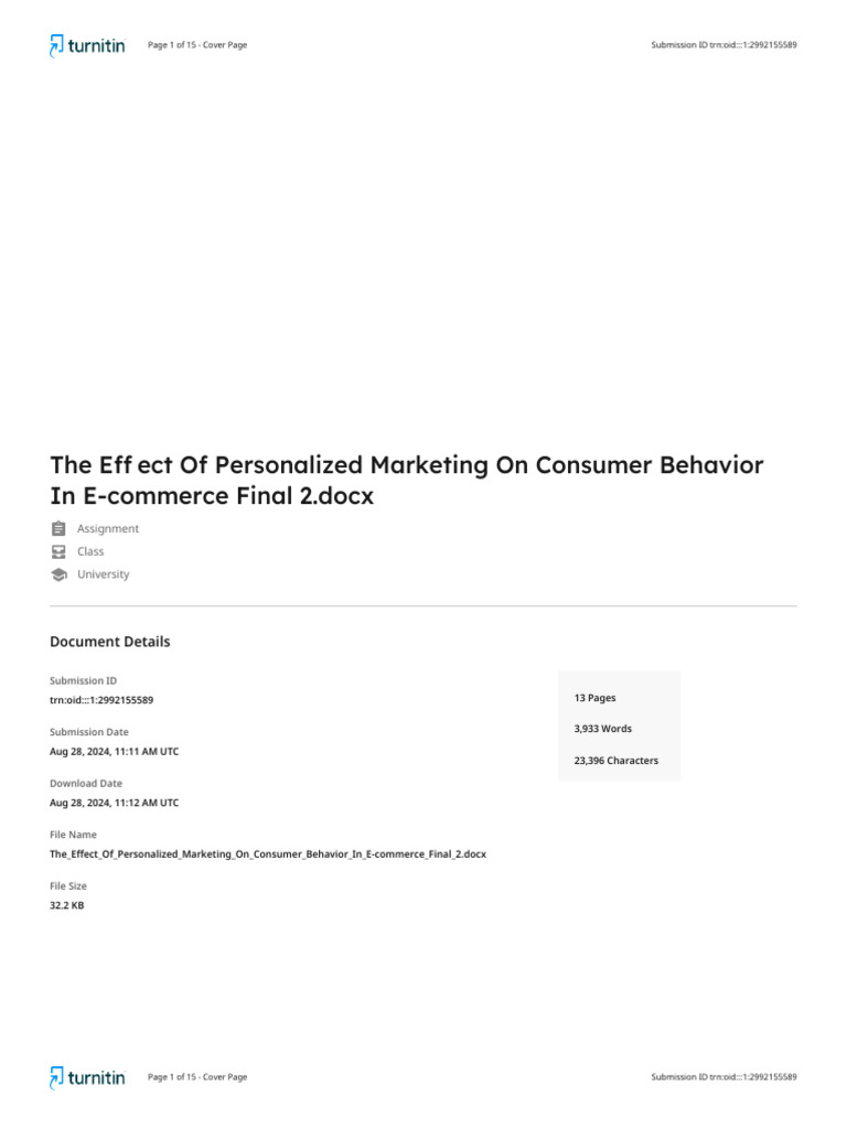 The Effect of Personalized Marketing On Consumer Behavior in E-Commerce Final 2 AI Report | PDF