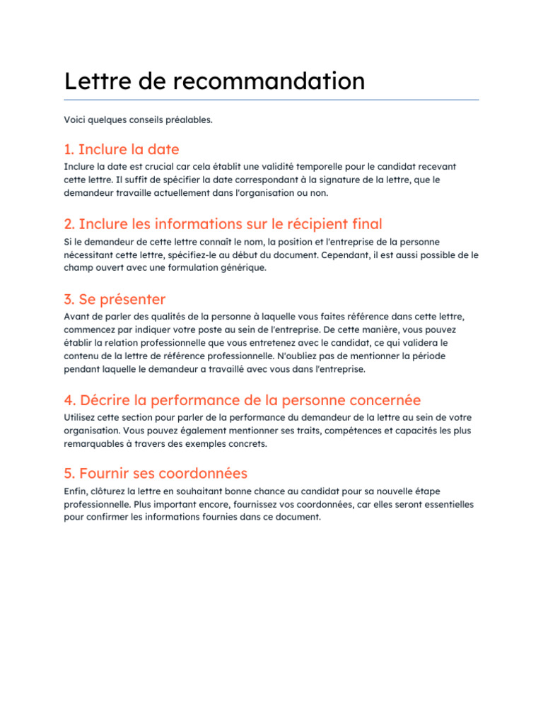 Modele Lettre de Recommandation | PDF