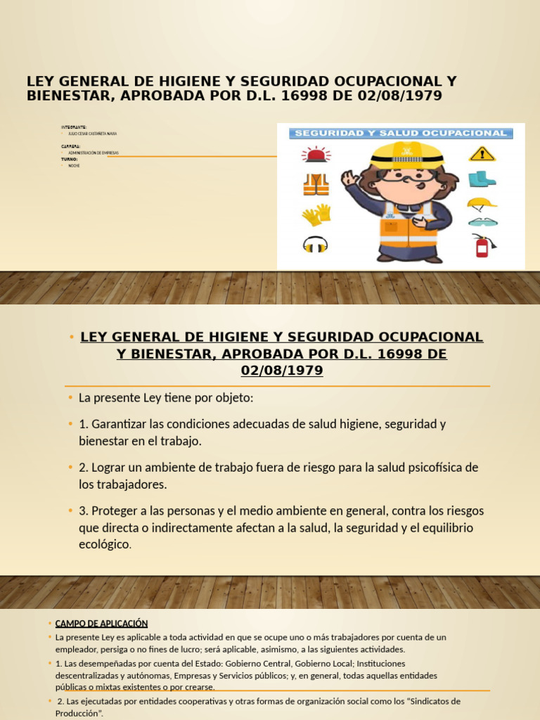 Ley General de Higiene y Seguridad Ocupacional y | PDF